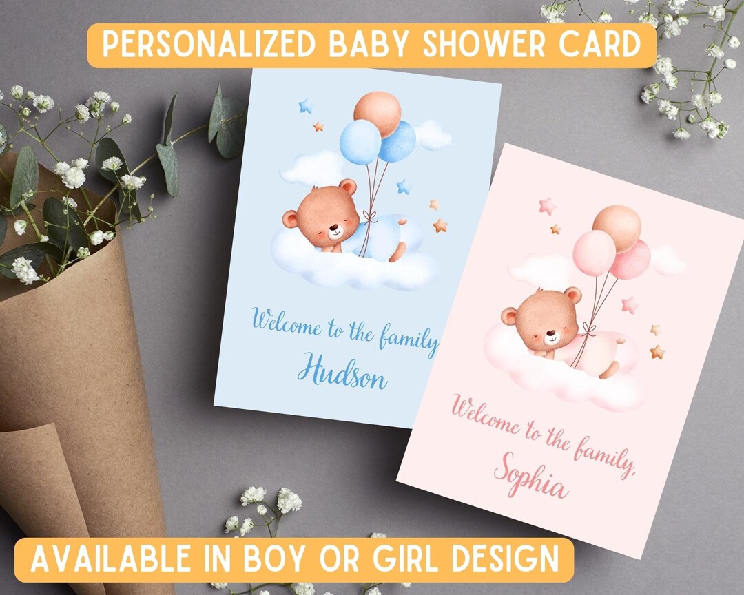Printable Personalized Baby Shower or Sprinkle Card, Customized Card ...