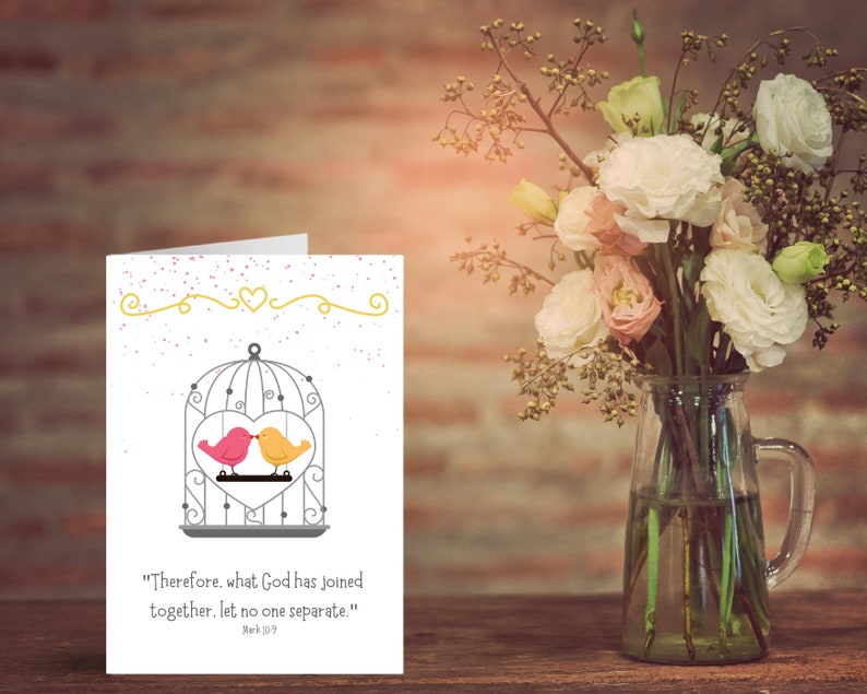 Printable Wedding and Engagement Gift Greeting Card Bible Verse Mark 10 ...