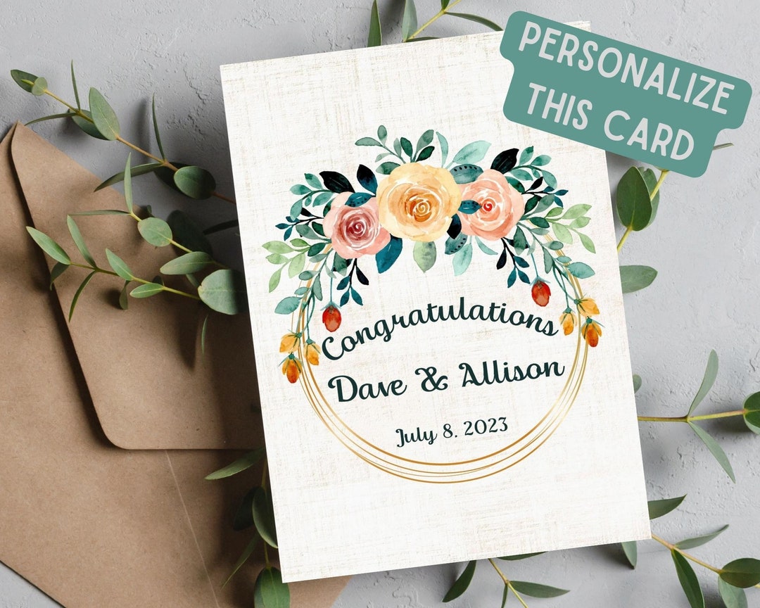 Personalized Printable Wedding Card, Customizable Wedding Card With ...