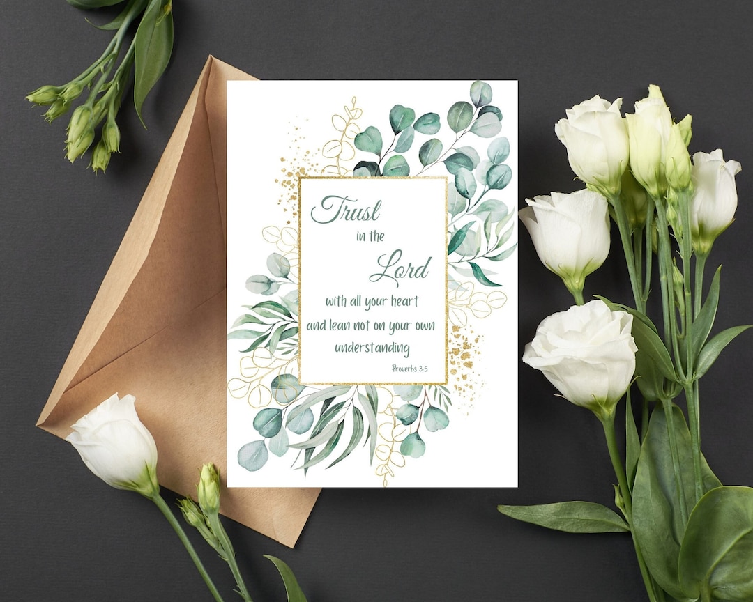Printable Sympathy Card Proverbs 3:5 Bible Verse Grief Bereavement for ...