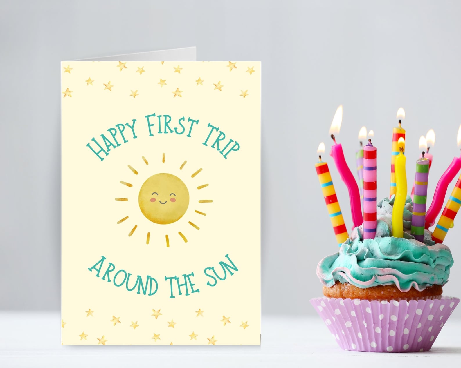Printable First 1st Birthday Card for One Year Old, Happy First Trip ...