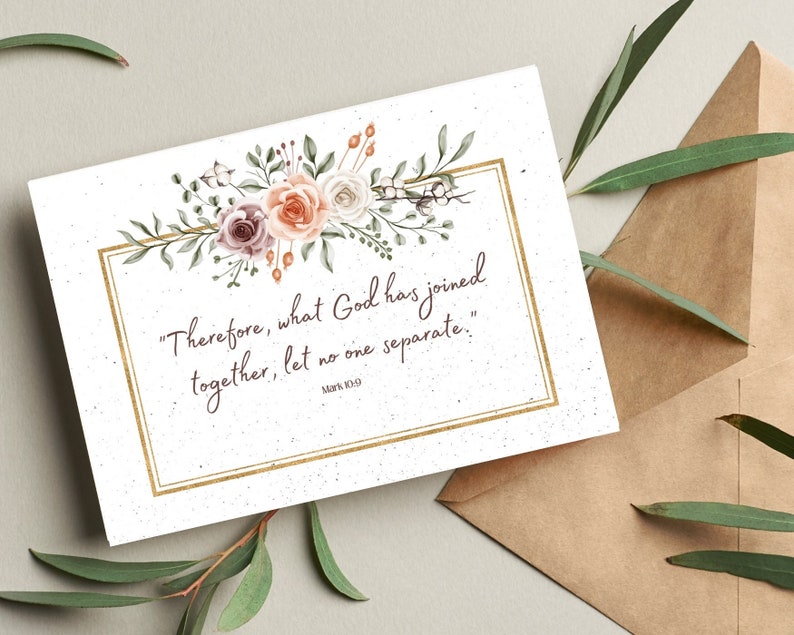 Printable Christian Wedding Engagement Greeting Card, Bible Verse Mark ...