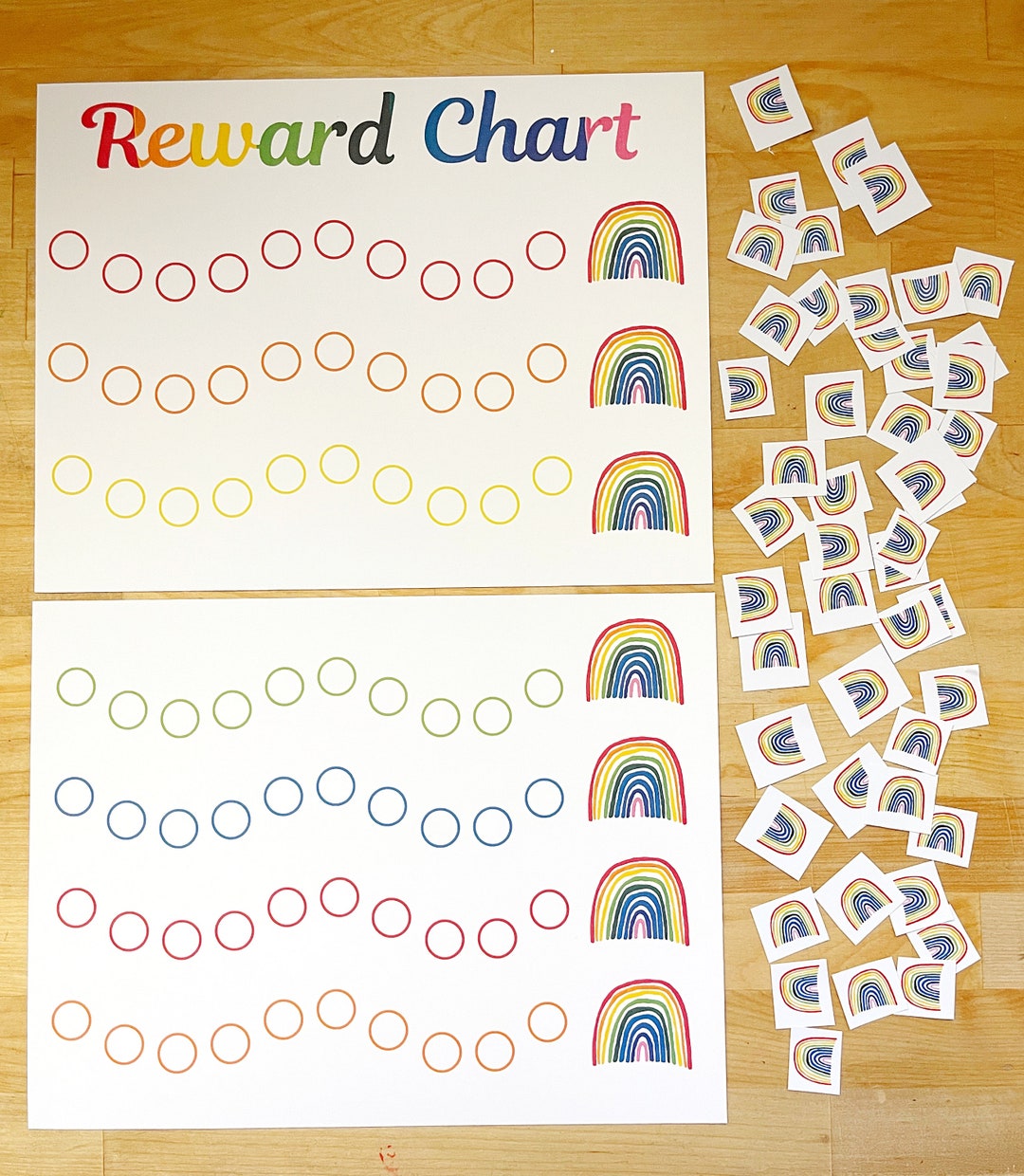 Rainbow Reward Chart With Rainbow Stickers! - Etsy