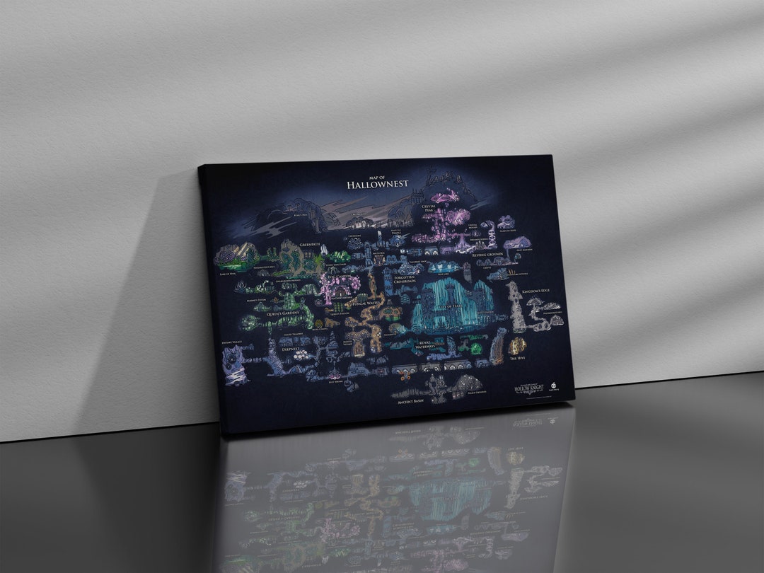 Hollow Knight Map Art, Hollow Knight World Map Canvas, Hollow Knight ...