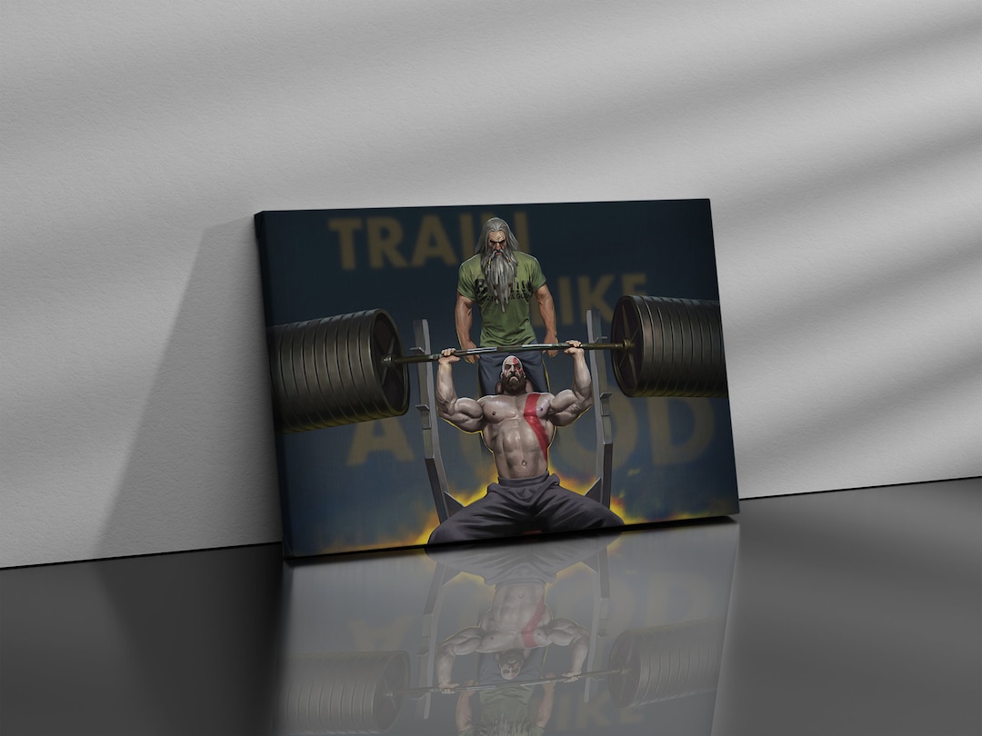Kratos GYM Canvas GYM Art Zeus and Kratos Art Bench Press - Etsy