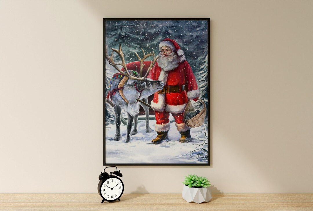 Father Christmas Art Christmas Canvas Christmas Gift Santa - Etsy