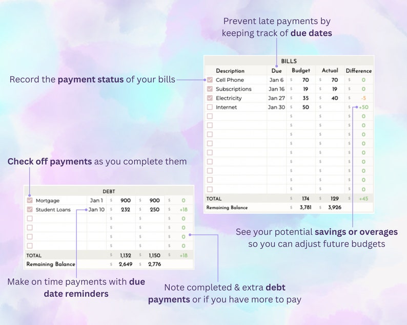 Monthly BANK ACCOUNT Budget Expense Tracker Google Sheets Spreadsheet ...