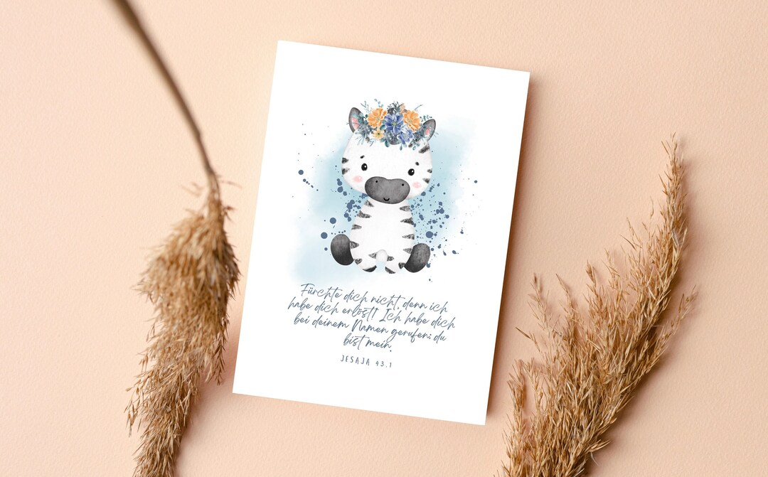 Bible Verse Name Cards Personalized Christian Birth Zebra Christian ...