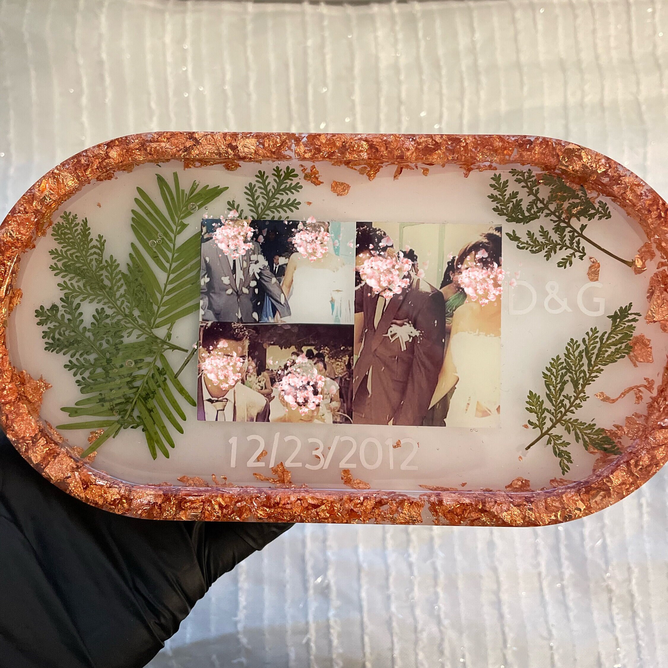 Custom Resin Tray With a Picture and Greenery or Flowers on the Sides ...