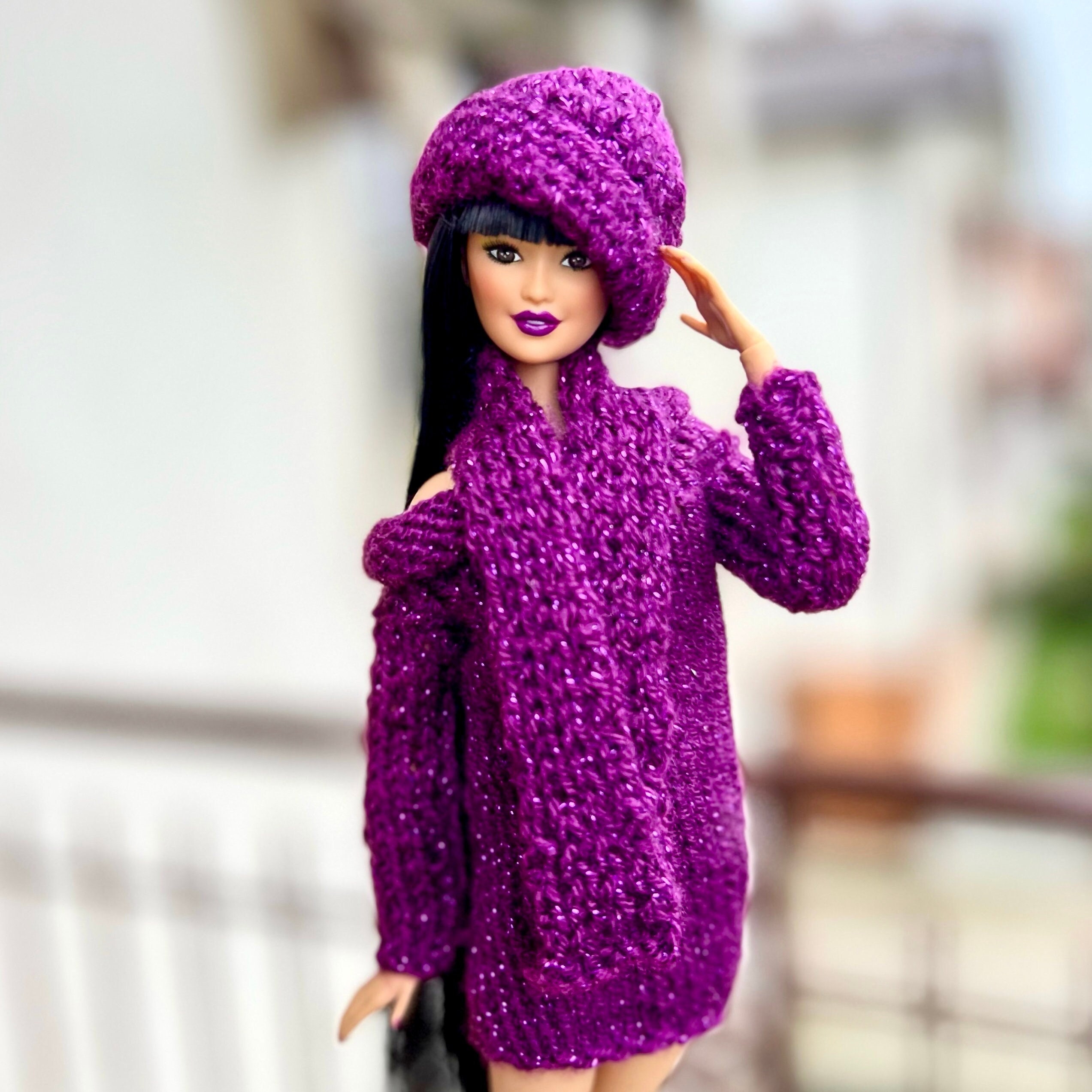 Clothes for Dolls / Knitted Set for Dolls / Knitted Purple Set - Etsy