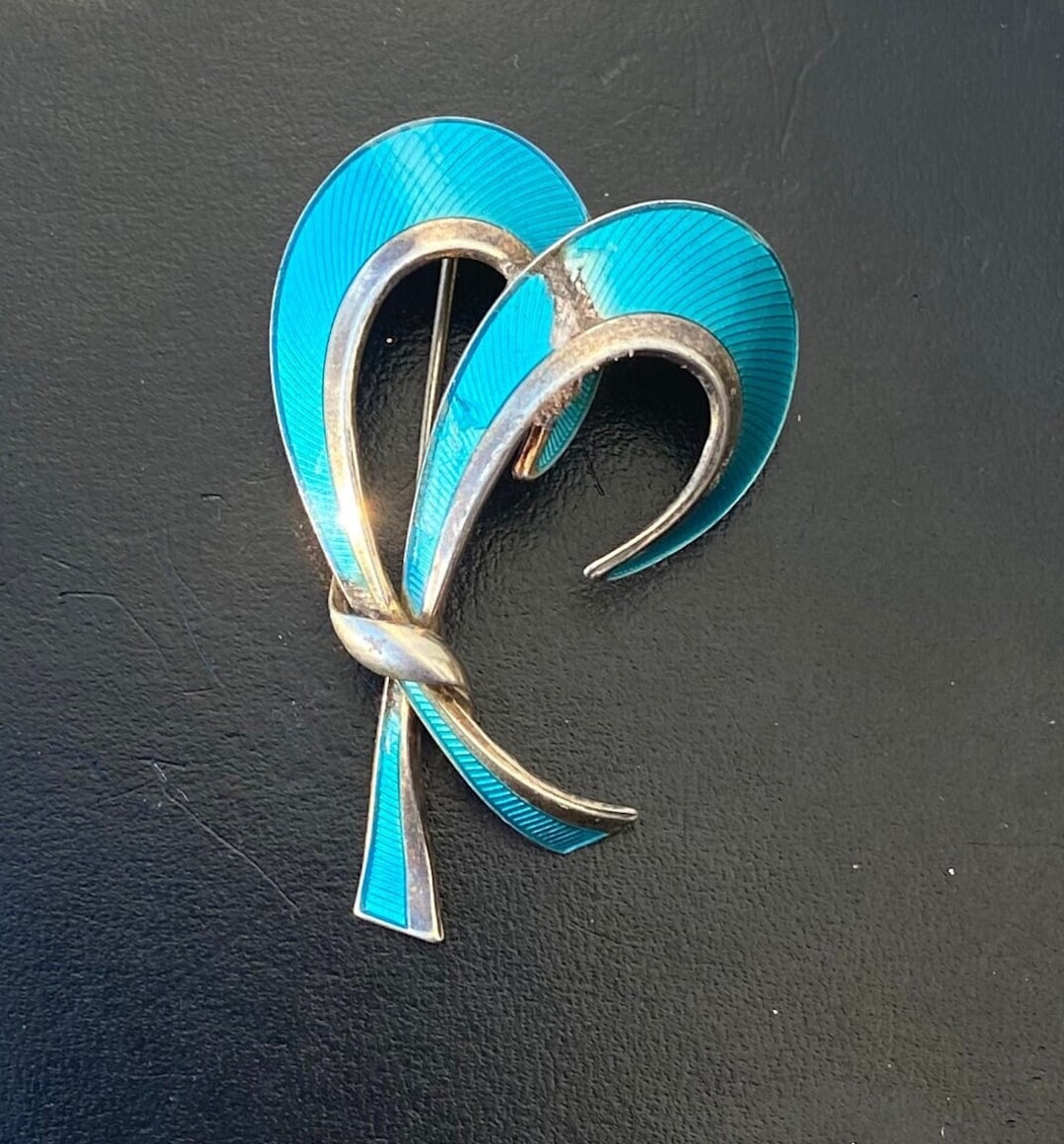 Vintage 1960s Sterling Norway Hroar Prydz Guilloche Blue Enamel Modern ...
