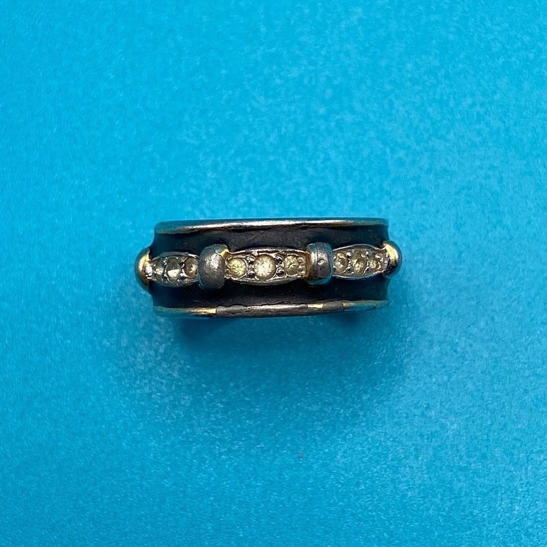 Vintage Rare 1960s Mazer Brothers Jomaz Silver and Black Ring With ...