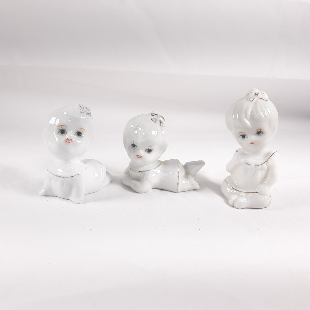 Three Baby Girl Figurines Vintage Ceramic Handpainted - Etsy