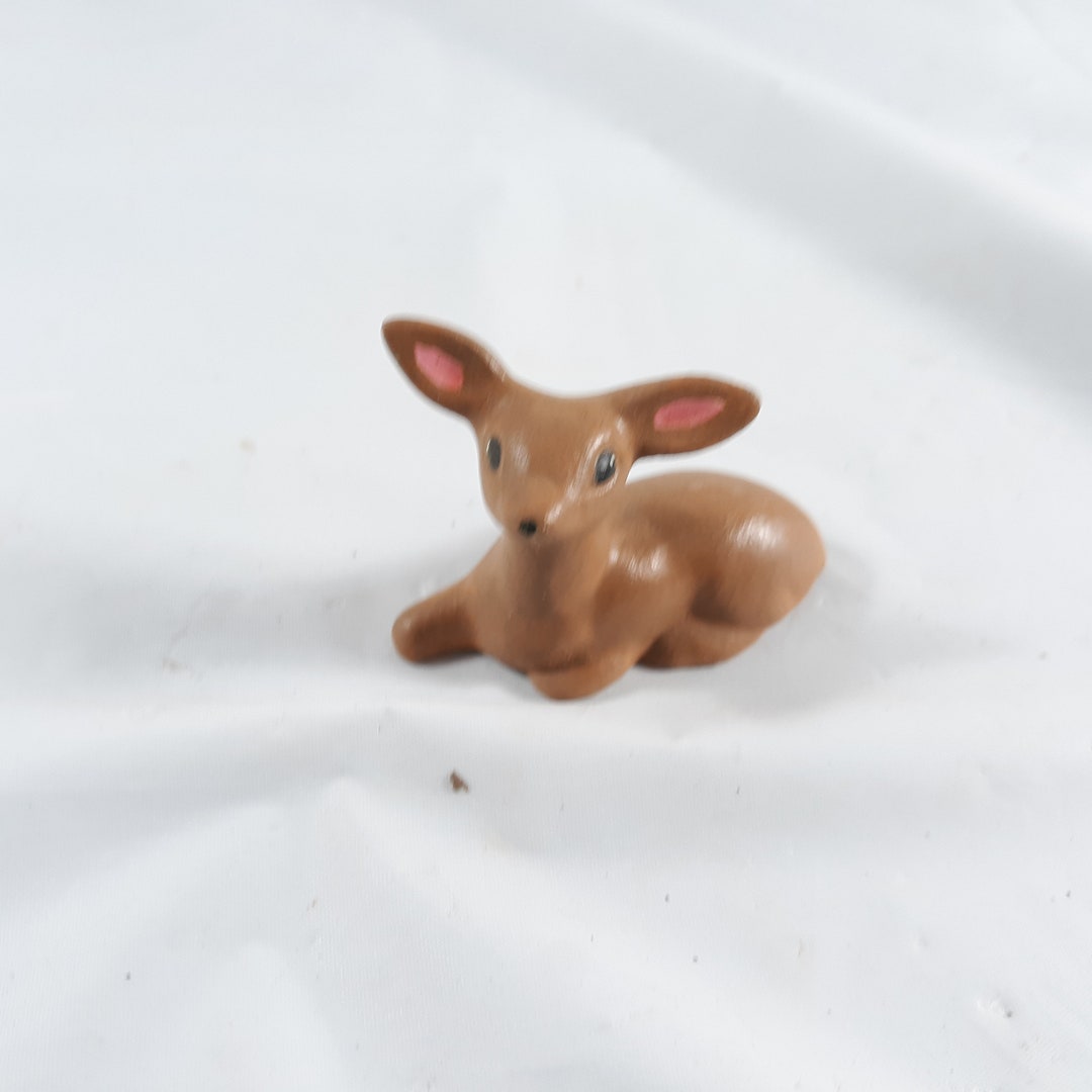 Brown Deer Doe Fawn Miniature Figurine Hand Painted Vintage - Etsy