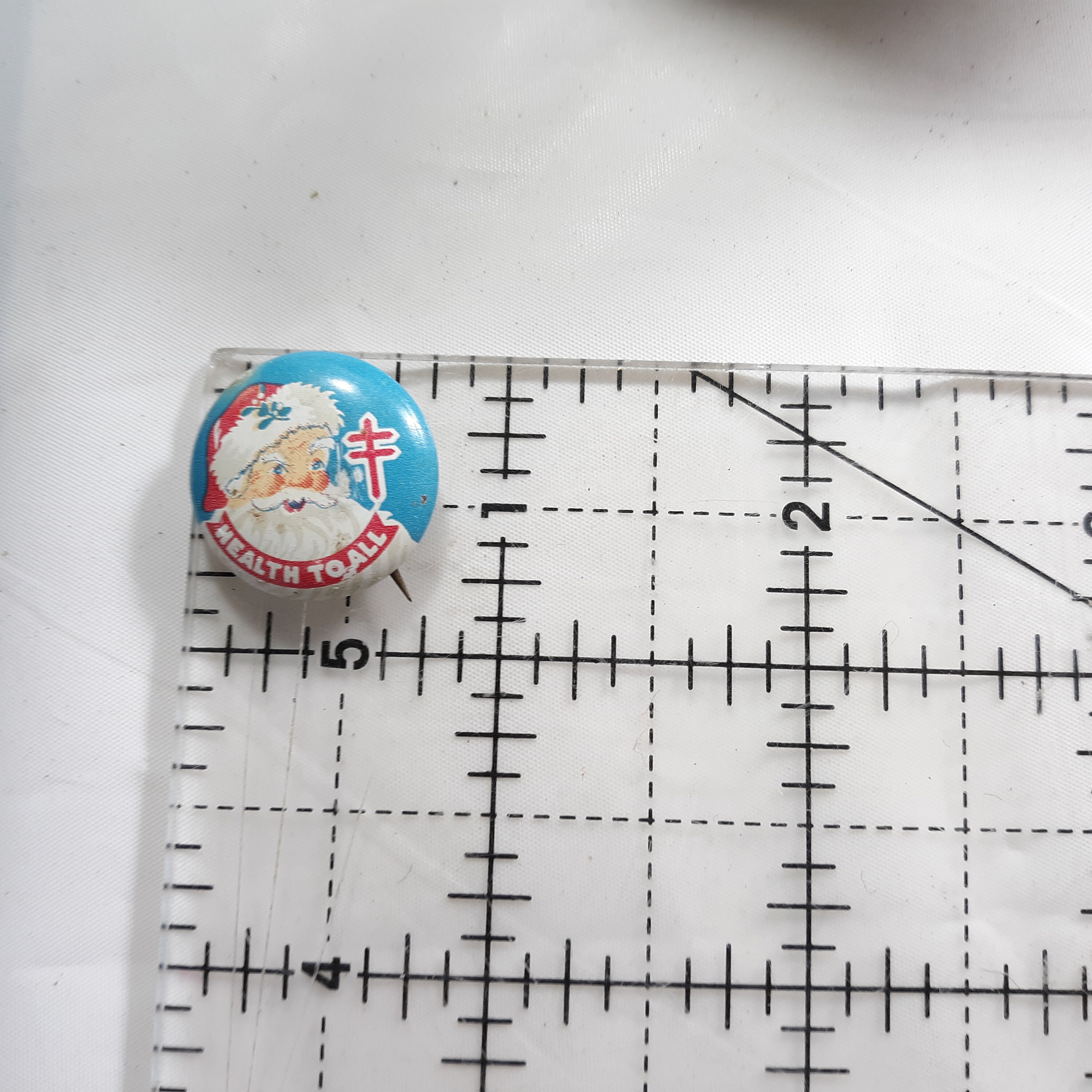 Christmas SANTA HEALTH TO All Tuberculosis Tin Litho Pin Vintage ...