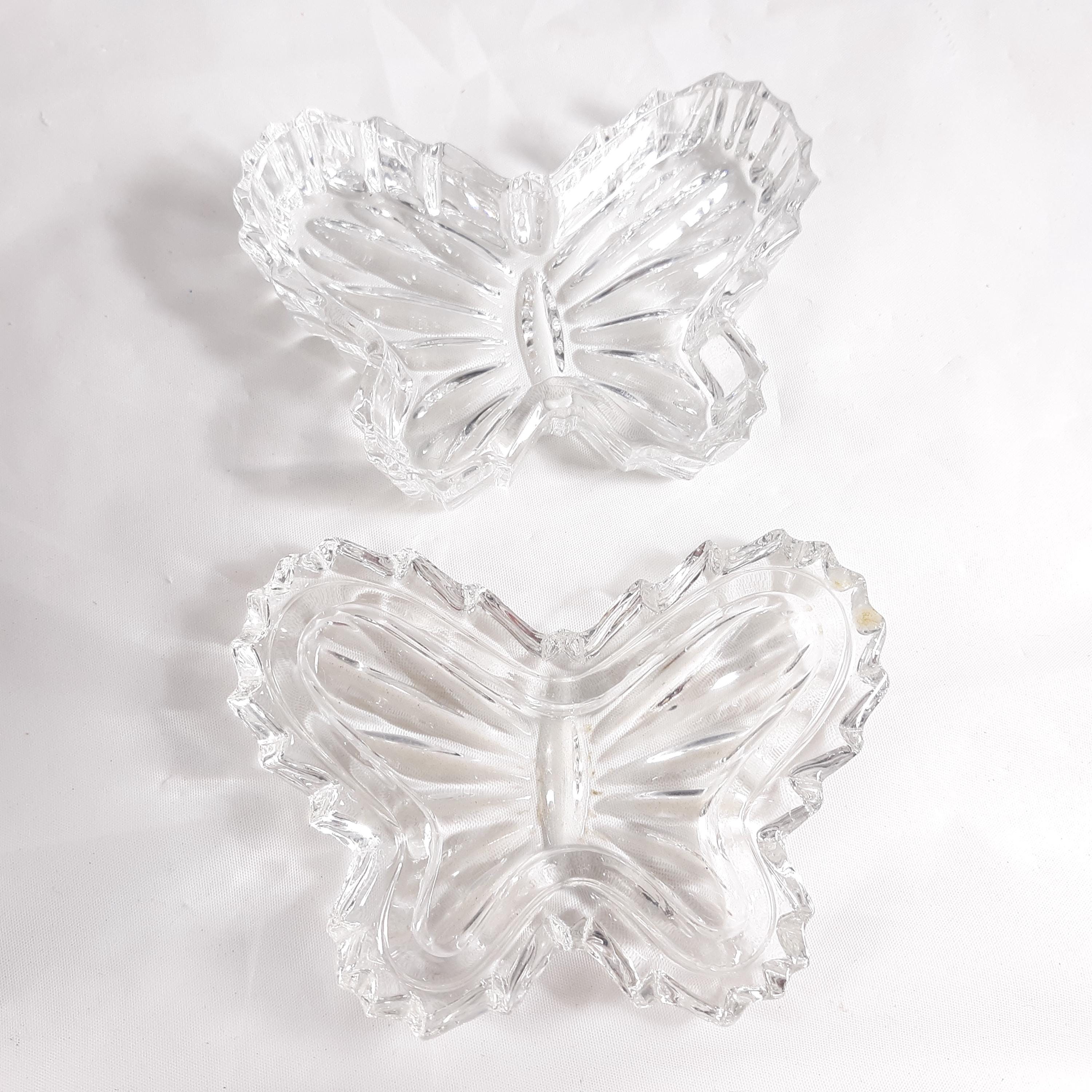 Vintage Clear Glass Butterfly Shape Lidded Trinket Box - Etsy