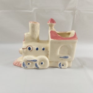 Vintage Ceramic Train Engine Planter Hand Painted Anthropomorphic ...