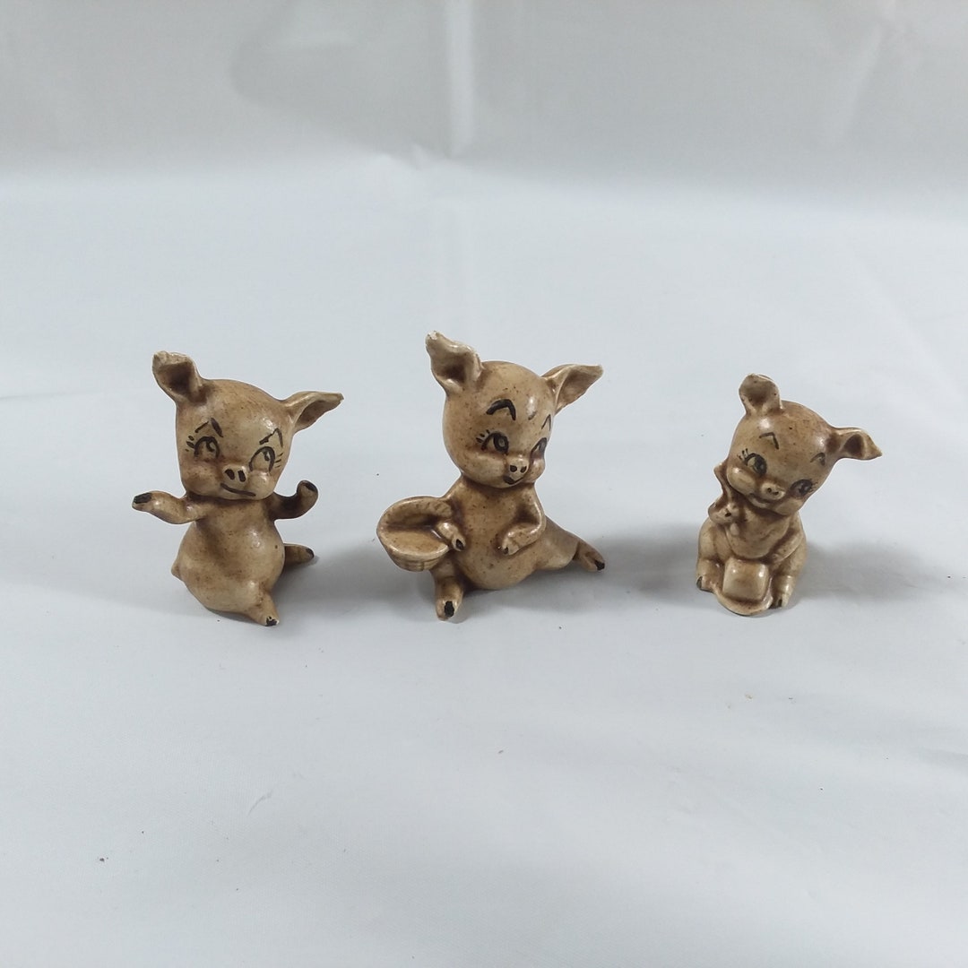 Set of Three Vintage Miniature Ceramic Hand Painted Pigs Piglets ...