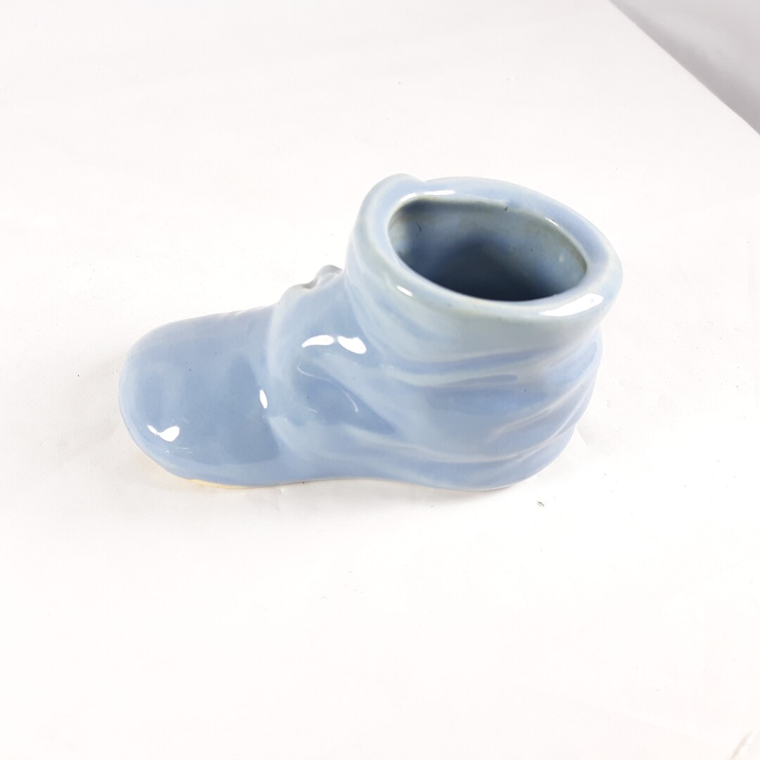 Small Blue Baby Shoe Planter Ceramic Vintage - Etsy