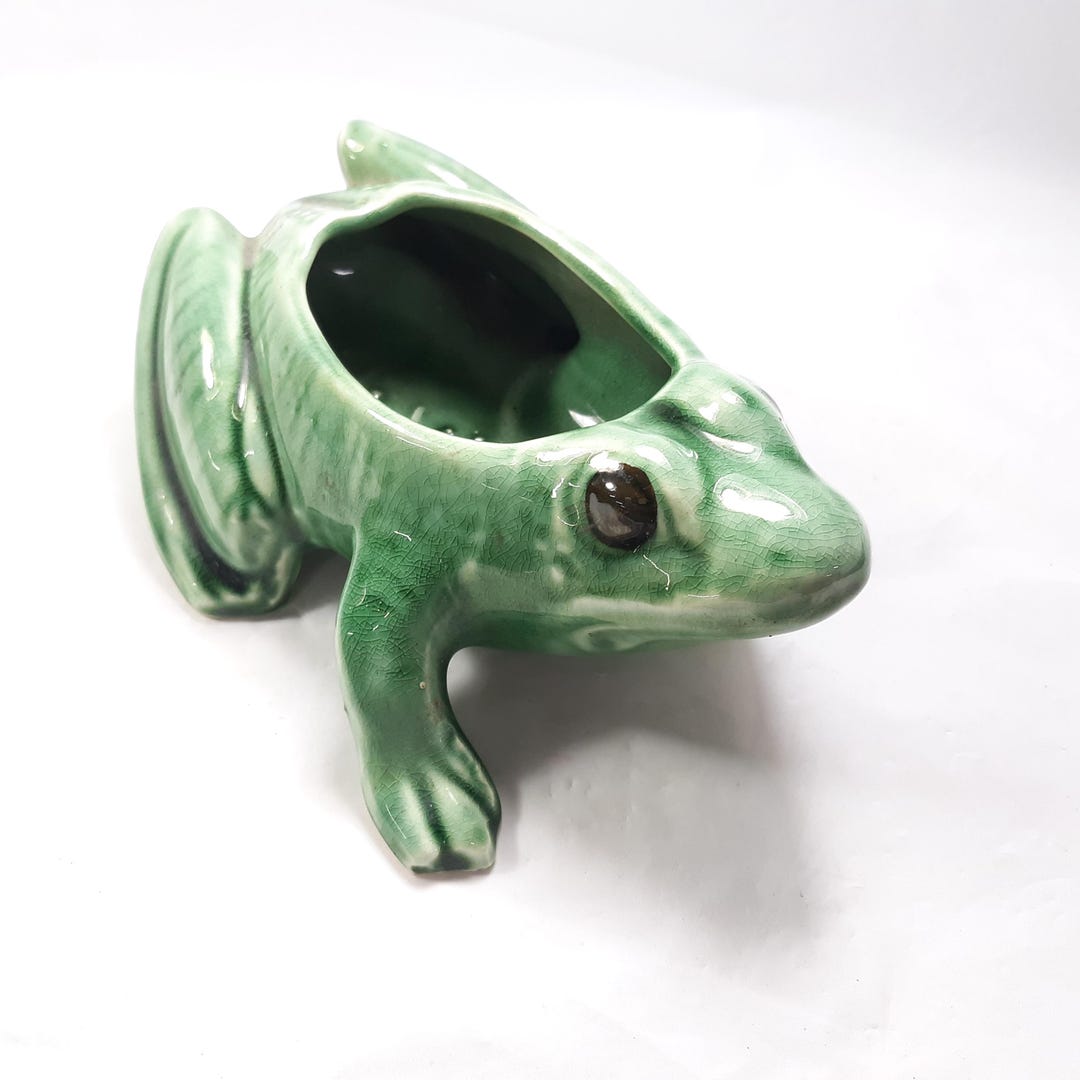 Vintage Art Pottery Green Frog Amphibian Planter Pot - Etsy