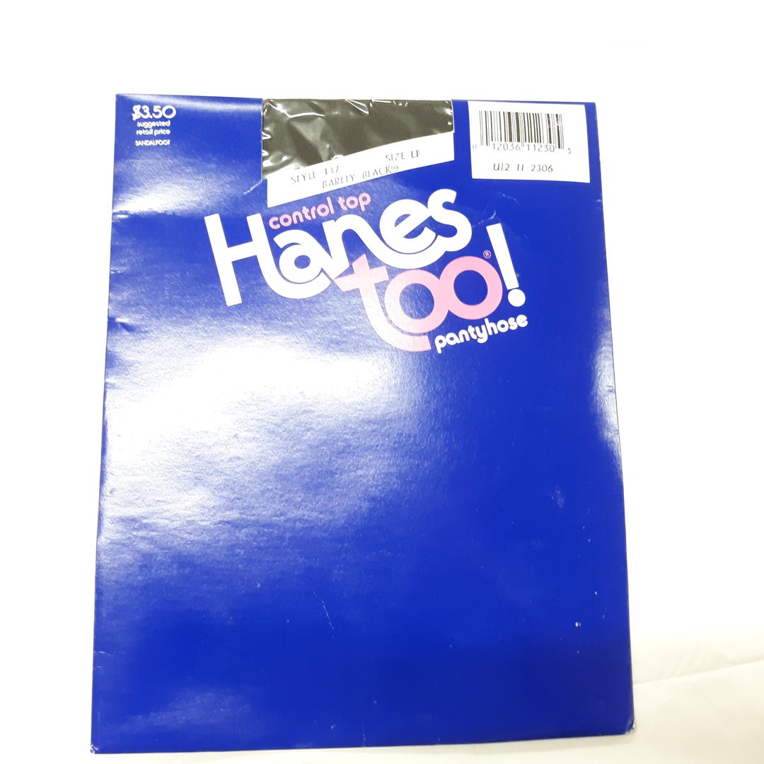 Control Top Hanes Too Pantyhose Vintage Sandal Foot Barely Black Size E ...