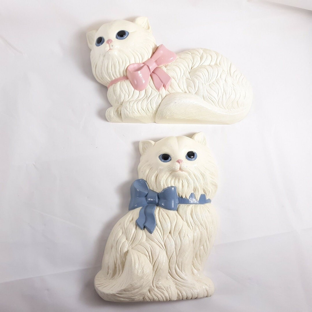 Persian White Cats Kitten Blue Eyes Plastic Wall Hangings Vintage - Etsy