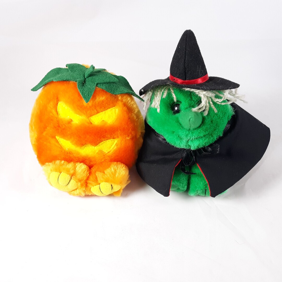 Vintage Witch Pumpkin Puffkins Plush Figurine Halloween Decor - Etsy