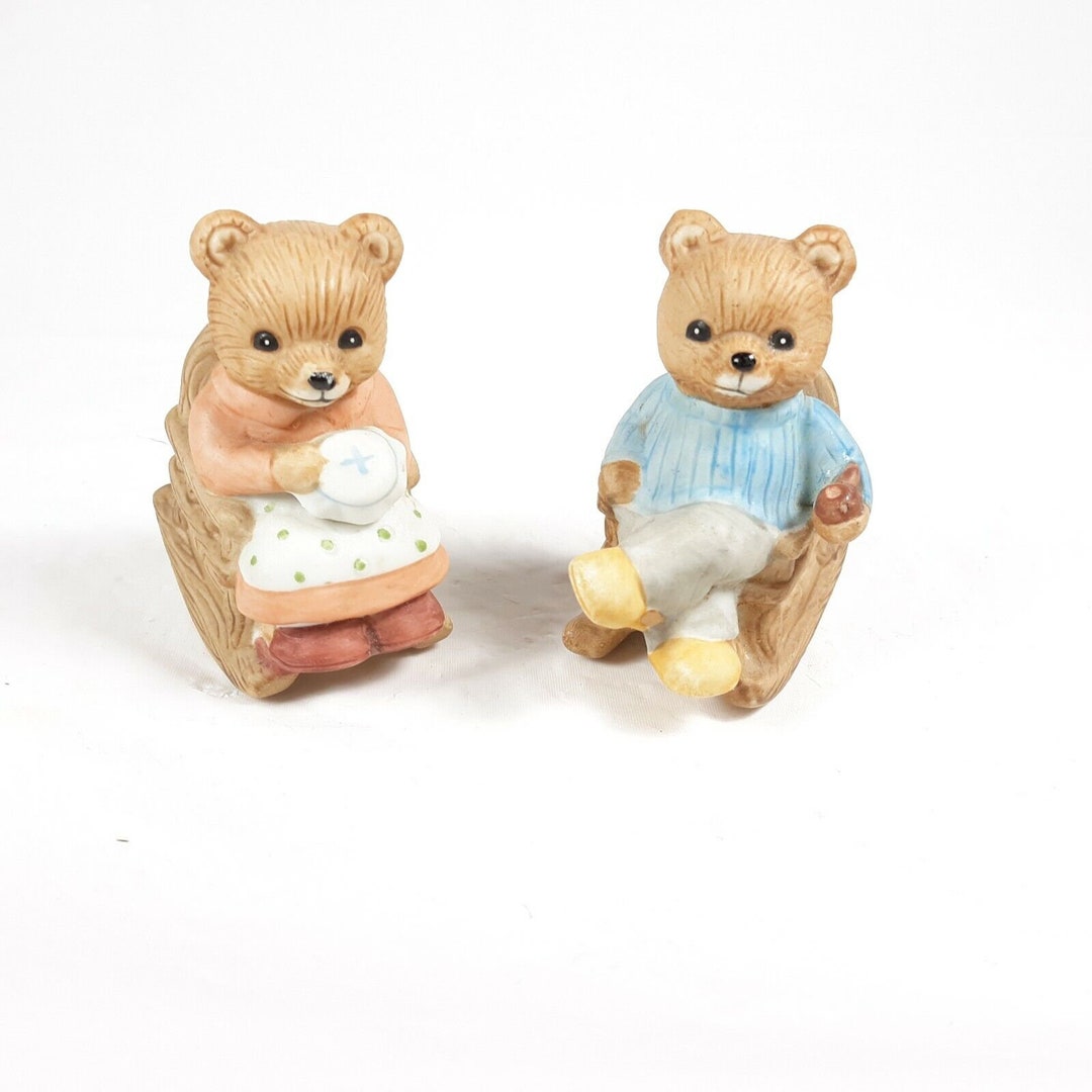 Homco Bear Rocking Mother Father Figurines Small Ceramic - Etsy