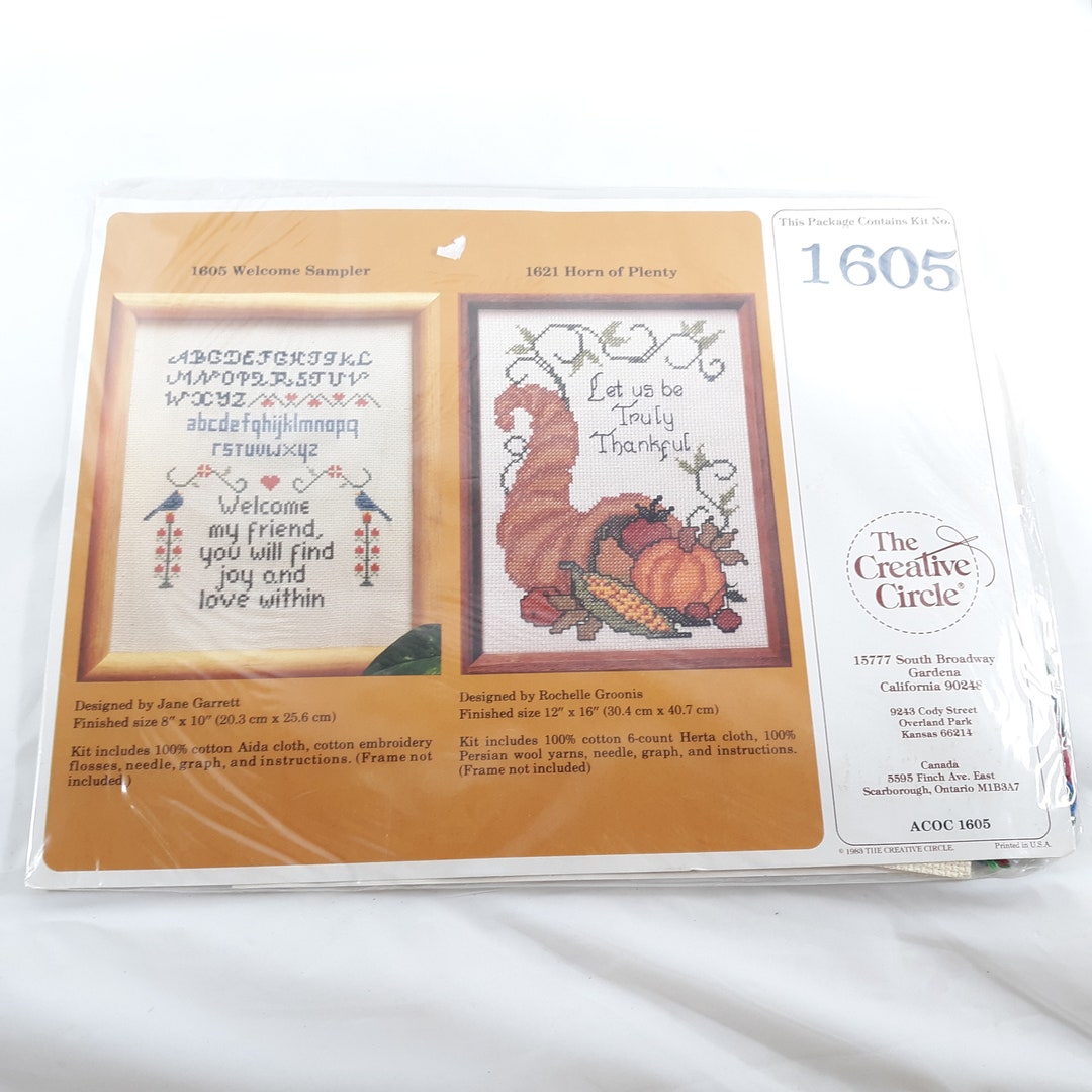 Vintage the Creative Circle Cross Stitch Kit Welcome Sampler #1605 8x10 ...