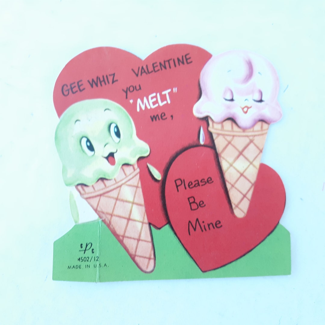 Vintage Anthropomorphic Ice Cream Valentine Greeting Card Ice Cream ...