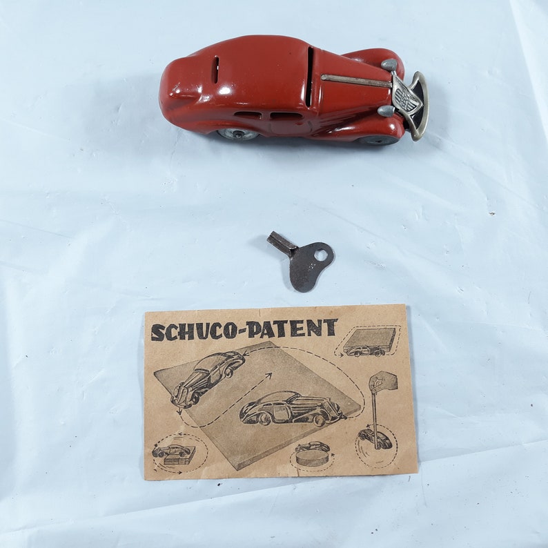 Vintage Schuco Patent US Occupied Zone Germany Red Car Wind up Toy 1950 ...