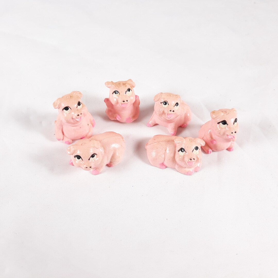 Miniature Pigs Piglets Set of Six Vintage Tiny Pigs Plastic Pink - Etsy