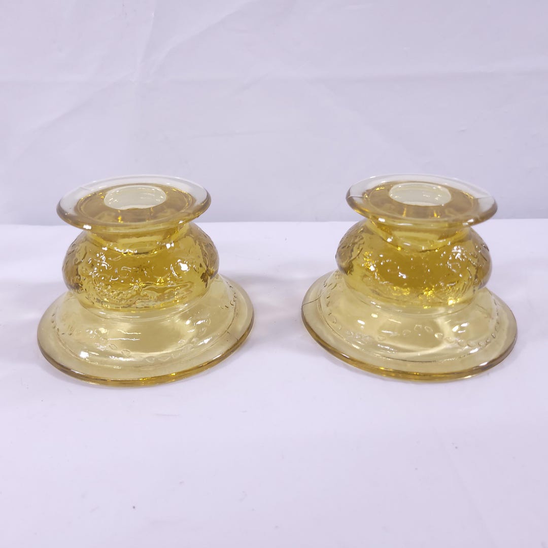 Madrid Pattern Candlesticks Federal Glass Company Yellow Depression - Etsy