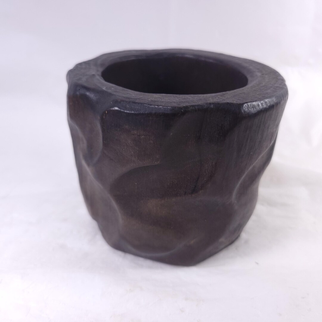 Vintage Wooden Trinket Pen Cup Made in Spain Gothic Rustic Brutalist ...