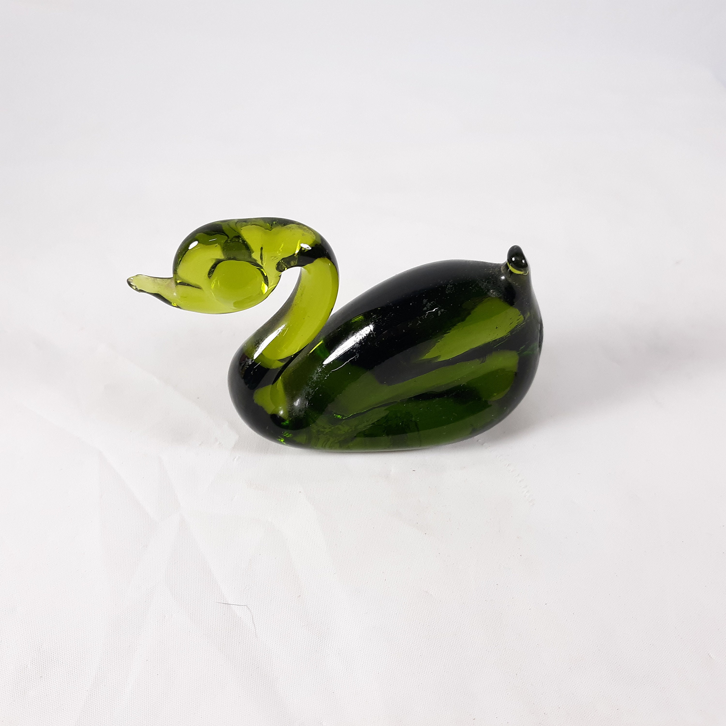 Pilgrim Handblown Art Glass Green Glass Swan - Etsy