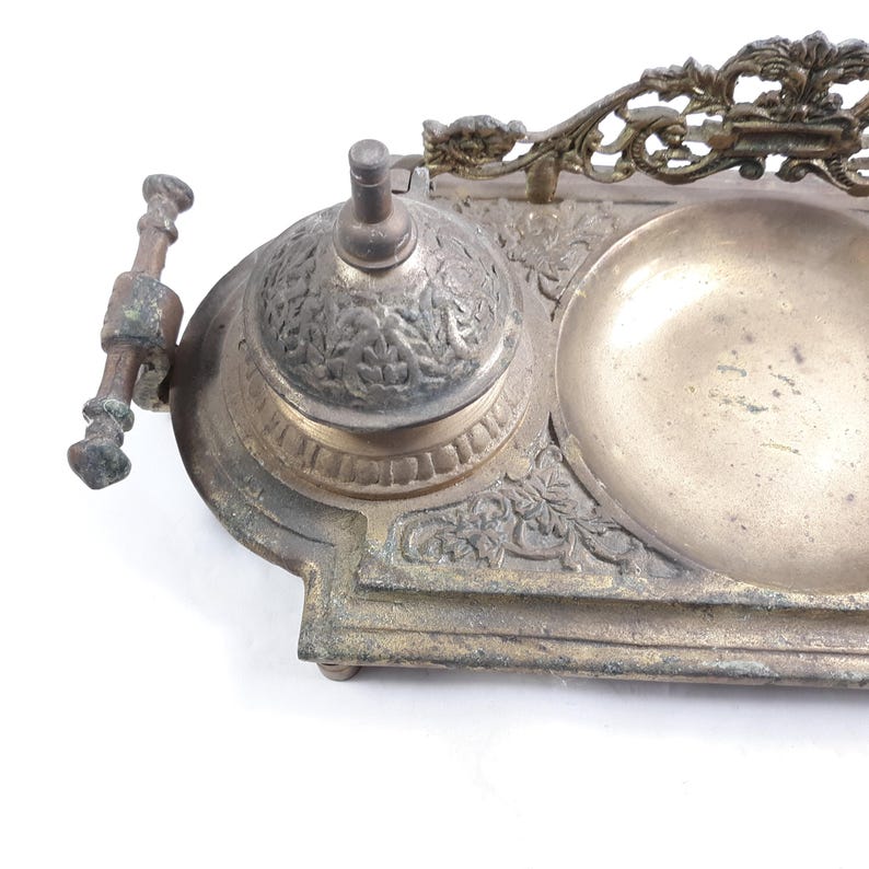 Antique Brass Cast Ornate Calligraphy Inkwell - Etsy