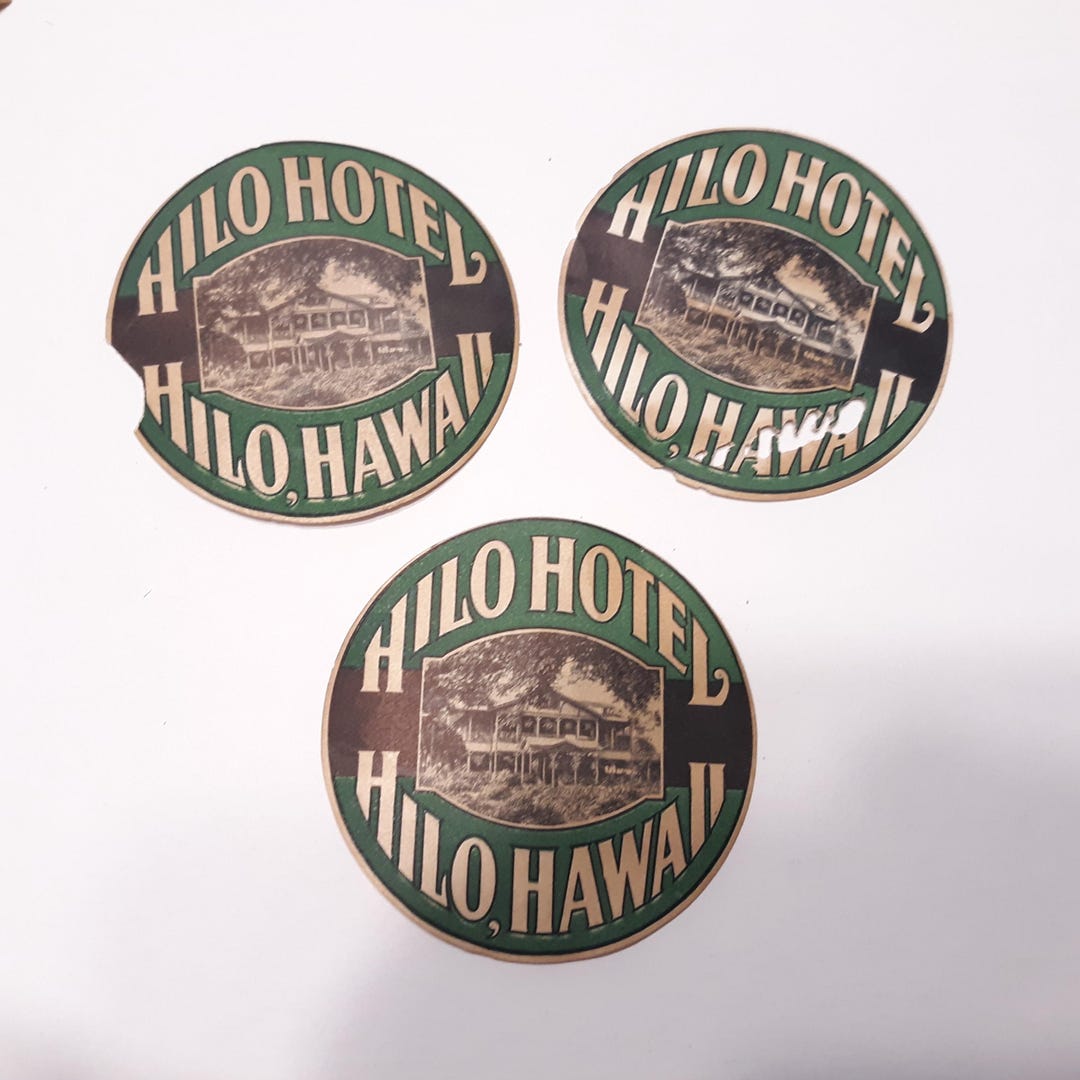 Vintage 1950's Style Hilo Hotel Hawaii Travel Souvenir Paper Decal - Etsy