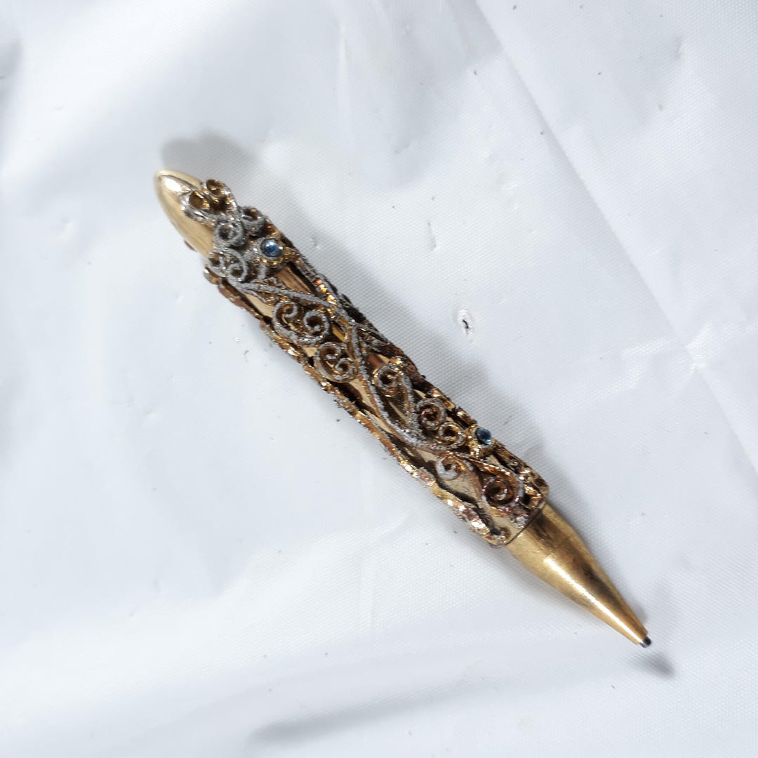 Vintage Gold Tone Filigree Mini Mechanical Pencil With Rhinestones - Etsy