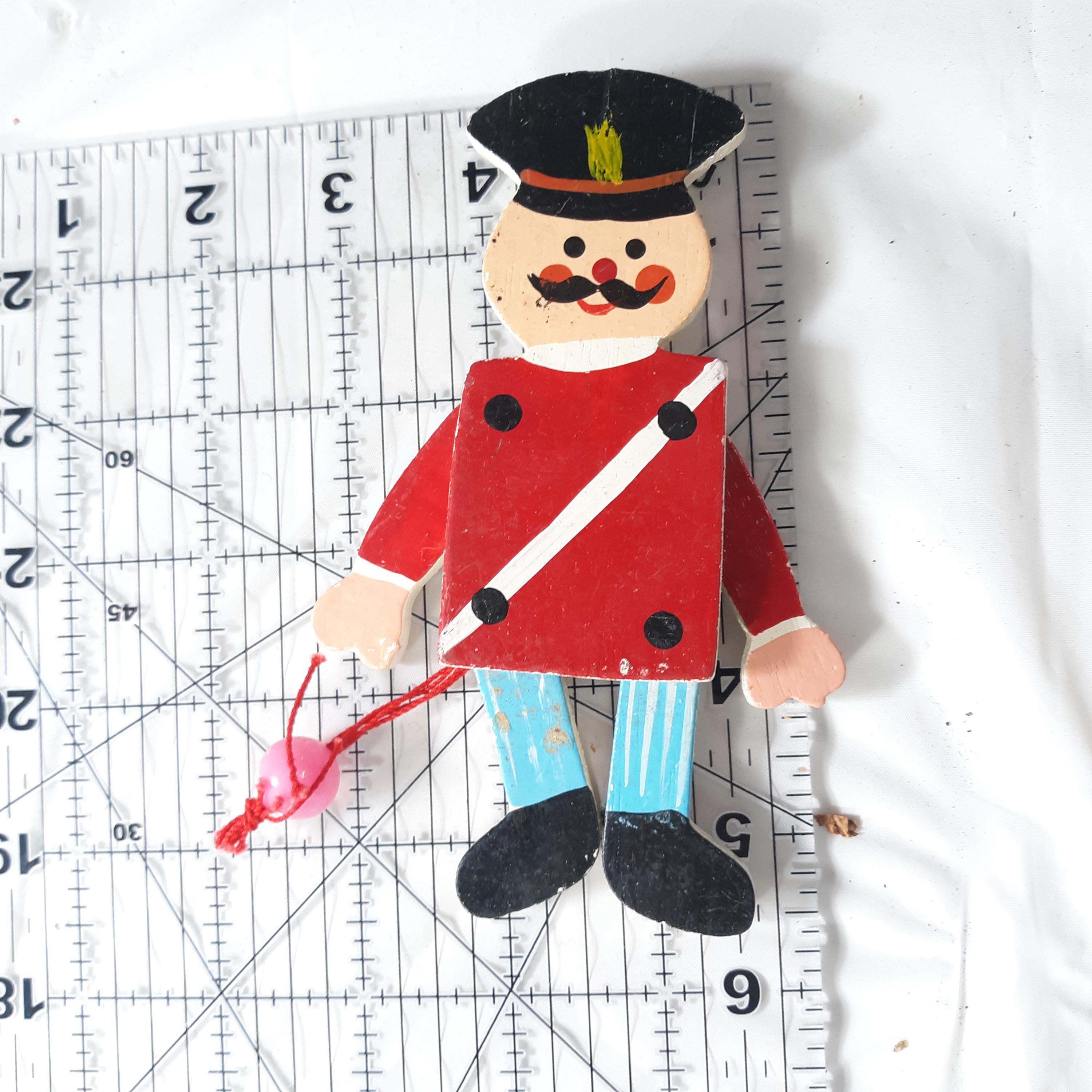 Vintage Wooden String Puppet Wood Pull Toy Hand Painted Soldier ...