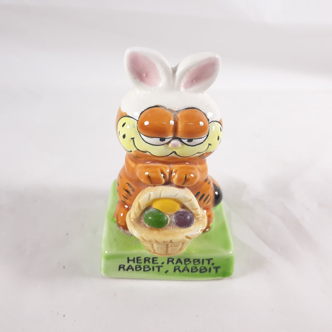 1981 Enesco Garfield Here Rabbit Rabbit Rabbit Easter Bunny Figurine - Etsy