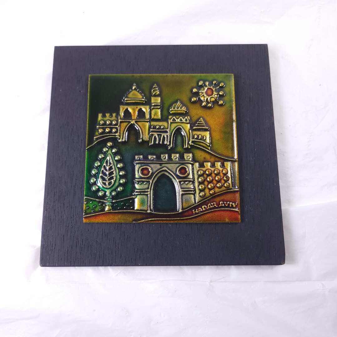 Jerusalem Enamel Tile Made in Israel by Hadar Aviv Tile on Wood - Etsy