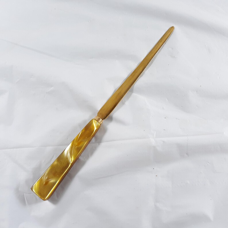 Vintage Yellow Handle Gold Tone Letter Opener - Etsy