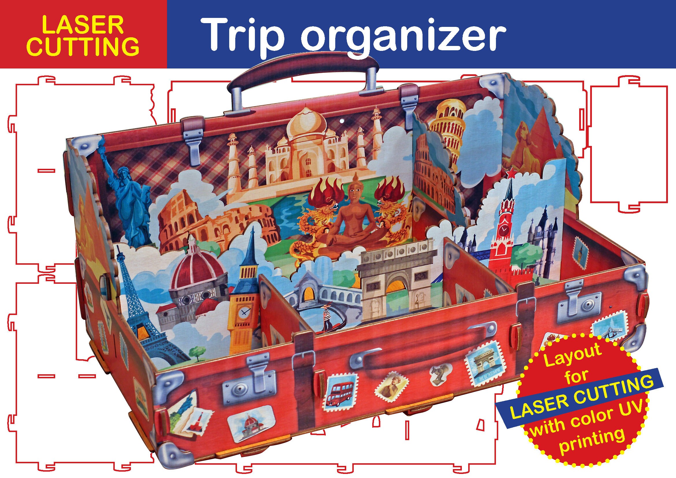Organizer Travel Files for Laser Cutting and Color UV Printing - Etsy