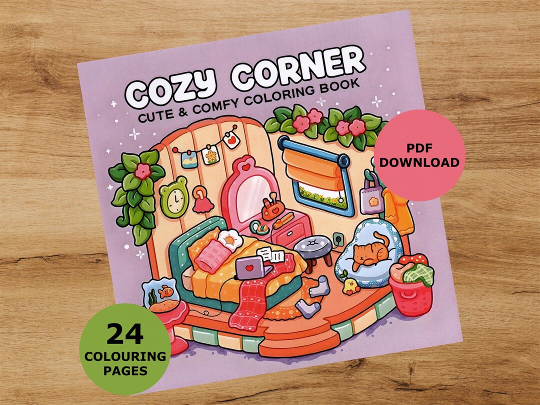 Cozy Corner Colouring Book, 24 Colouring Pages, PDF Download, Digital ...