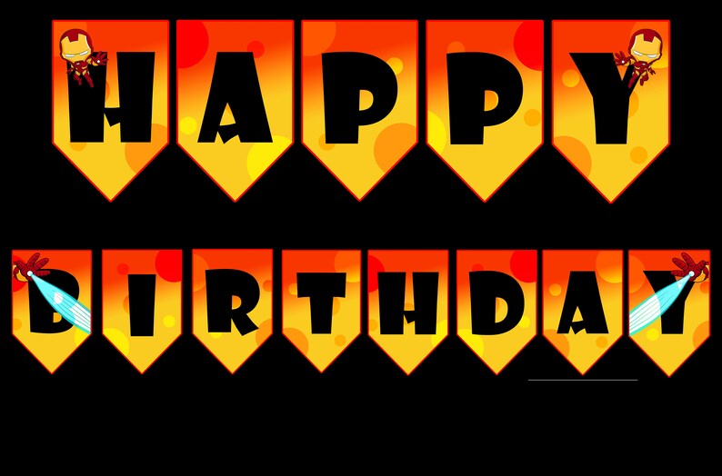 Iron Man Birthday Banner download/printable - Etsy