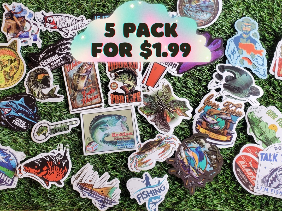 5 Pcs Fishing Tumbler Stickers Lures, Poppers, Bass, Trout, Catfish ...