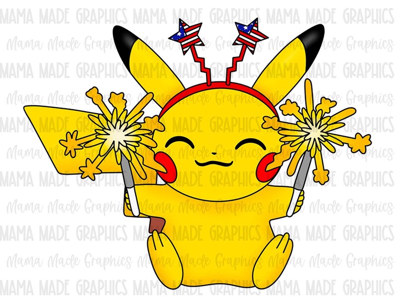 4th of July Pikachu Sublimation Design, Patriotic Poke PNG, 4th of July ...