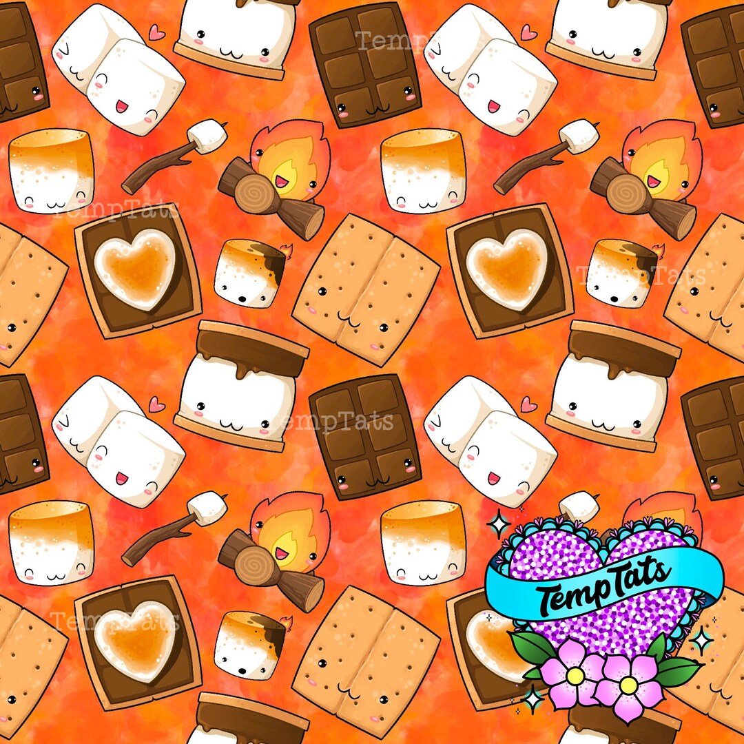 Kawaii Smores Seamless Pattern, Cute Seamless File, Repeat Pattern ...