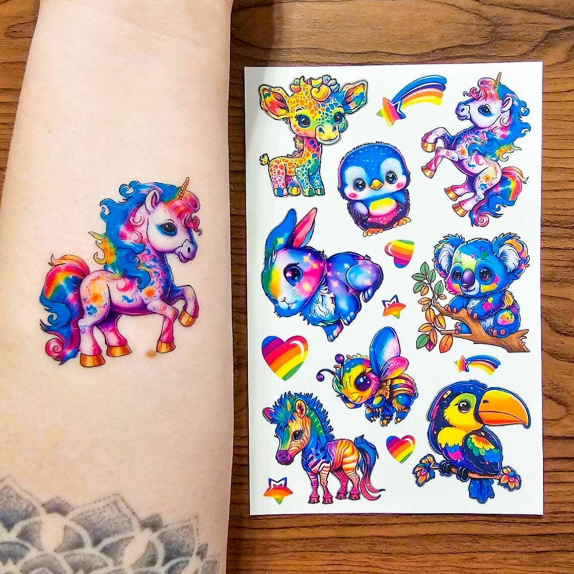 Lisa Frank Inspired Temporary Tattoo Sheet Kids Temporary - Etsy