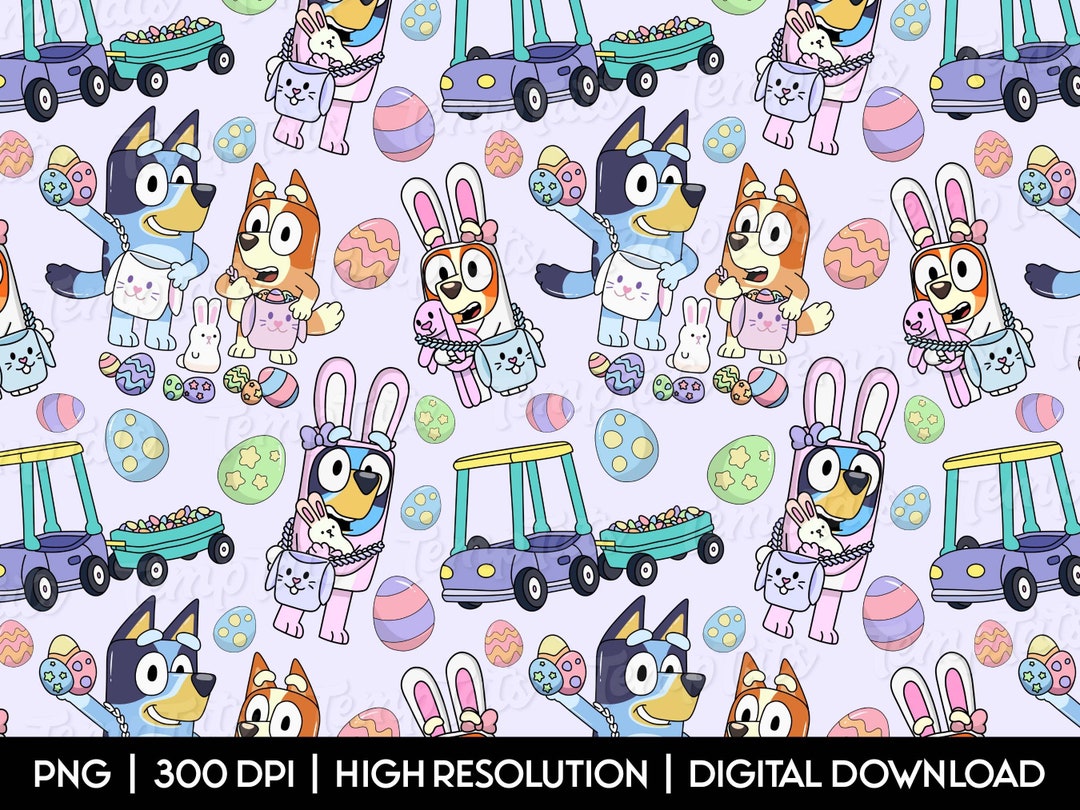 Bluey Easter Seamless Pattern, Repeat Pattern, Surface Pattern, Digital ...